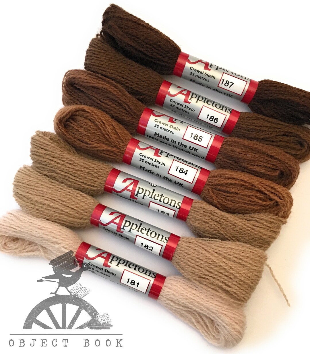 Chocolate Set of Appletons Wool Skeins Range No. 180 (181 - 187) Crewel ...