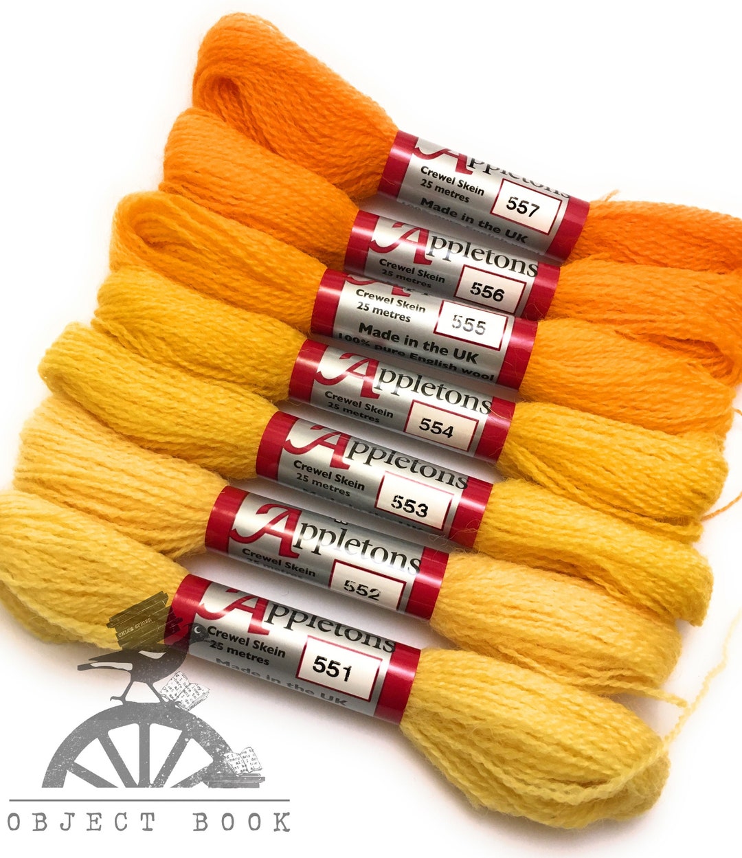 Bright Yellow Set of Appletons Wool Skeins Range No. 550 (552 - 556 ...