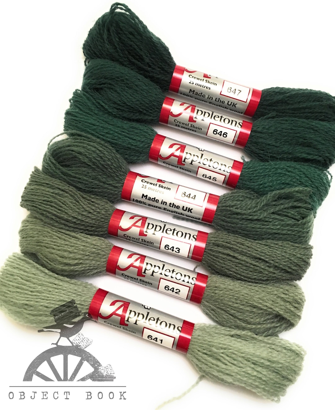 Peacock Blue Set of Appletons Wool Skeins Range No. 640 (641 - 647 ...