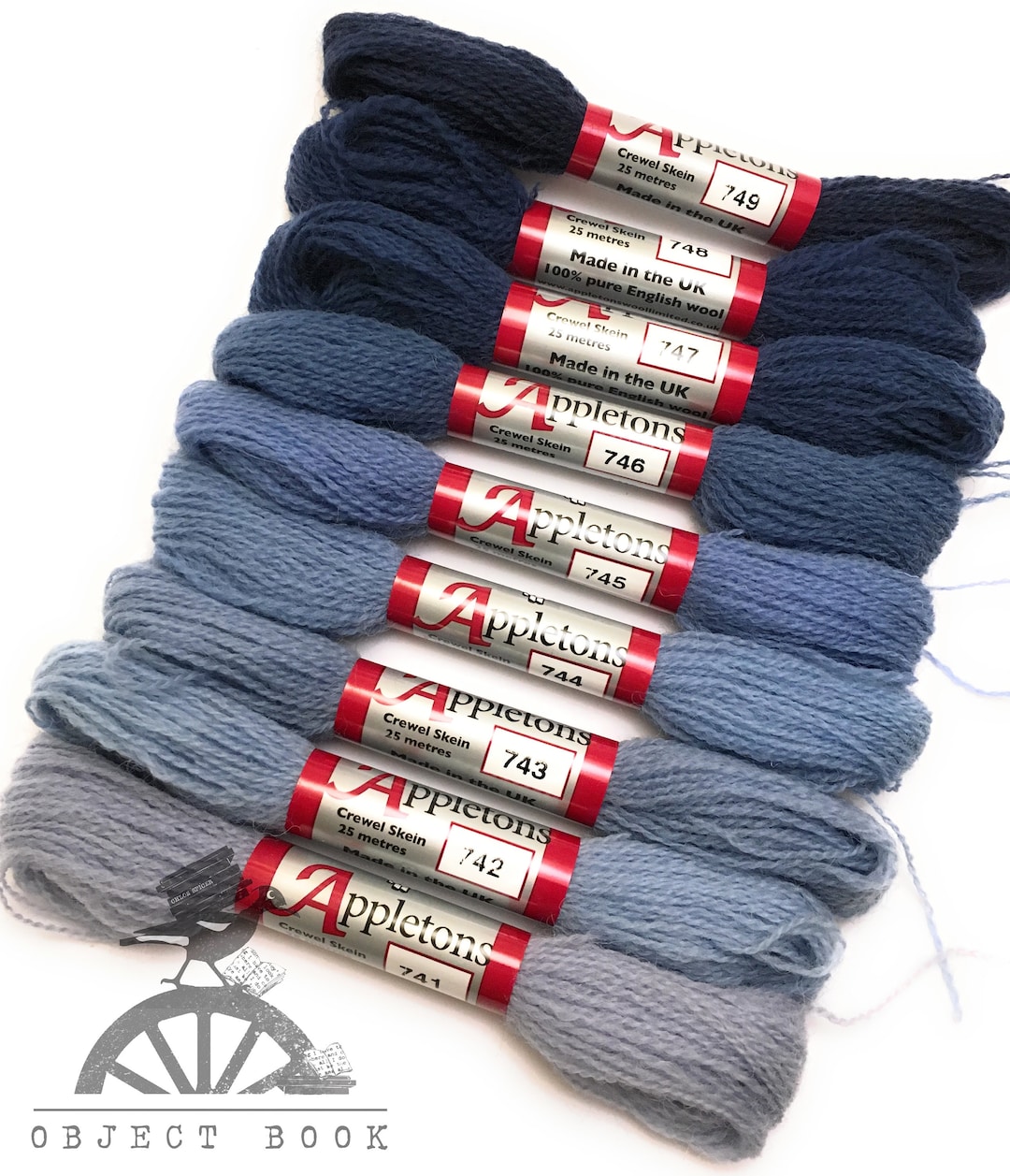 Bright China Blue Set of Appletons Wool Skeins Range No. 740 (741 - 749 ...