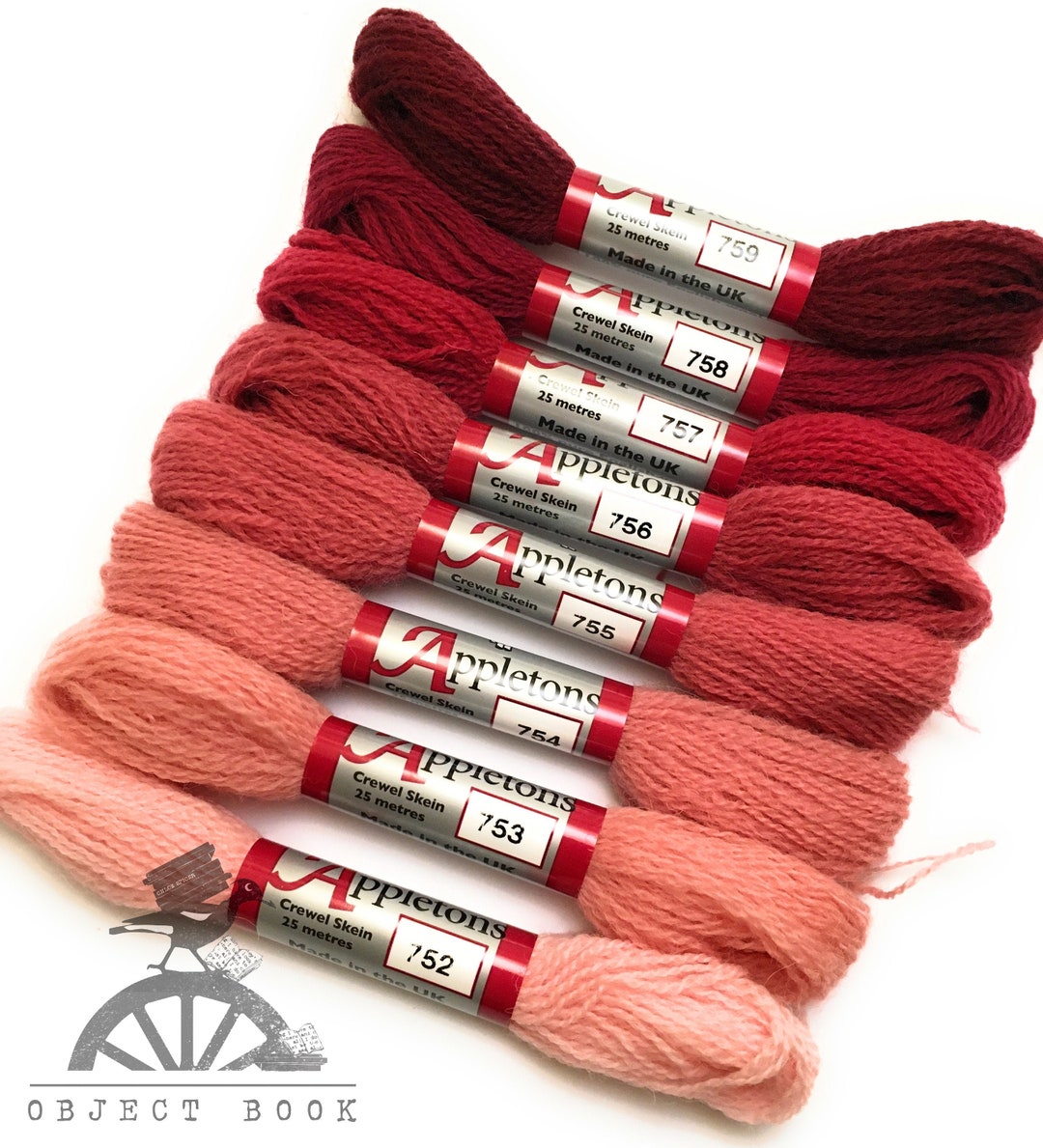 Rose Pink Set of Appletons Wool Skeins Range No. 750 (751 - 759) Crewel ...