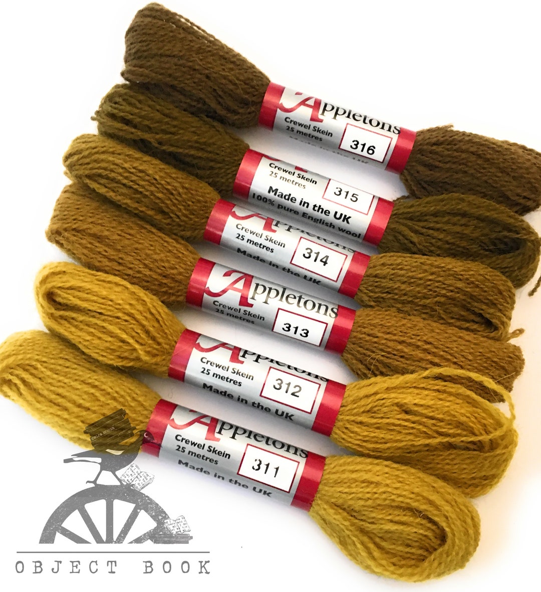 Brown Olive Set of Appletons Wool Skeins Range No. 310 (311 - 316 ...