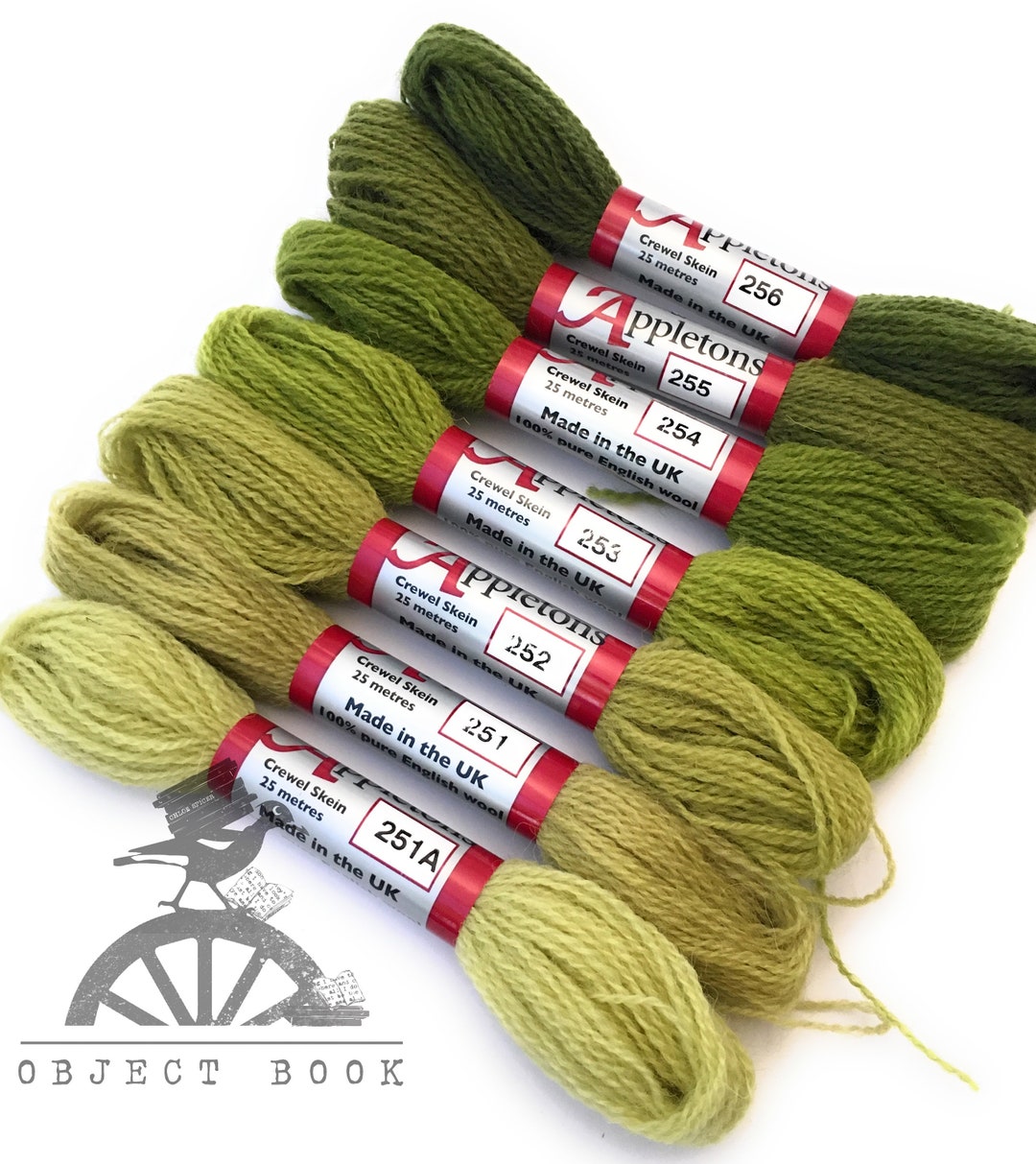 Grass Green Set of Appletons Wool Skeins Range No. 250 (251A - 256 ...
