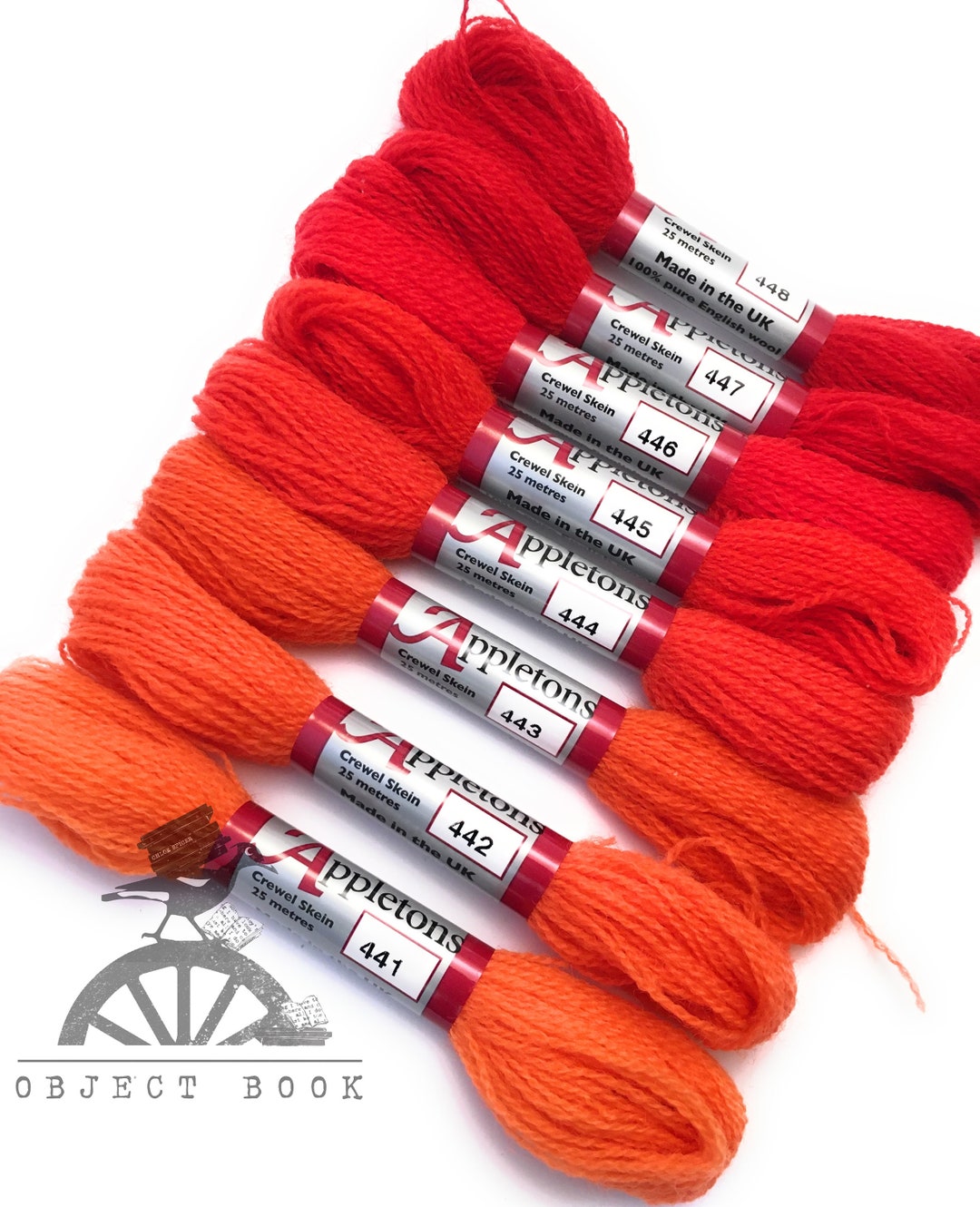 Orange Red Set of Appletons Wool Skeins Range No. 440 (441 - 448 ...