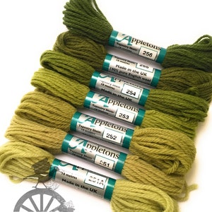 Grass Green Set of Appletons Wool Skeins Range No. 250 (251A - 256 ...