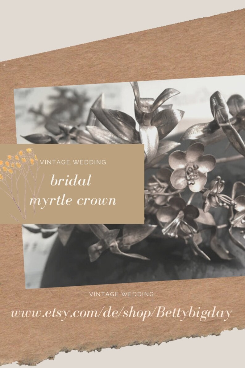 Vintage Silver Wedding Crown, Rustic Bridal German Myrtle Tiara, Boho ...