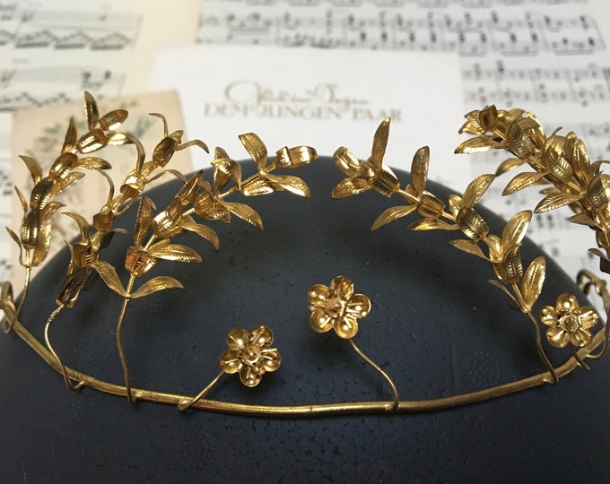 Boho Headpiece Golden Wedding Crown Bridal Tiara Flower - Etsy
