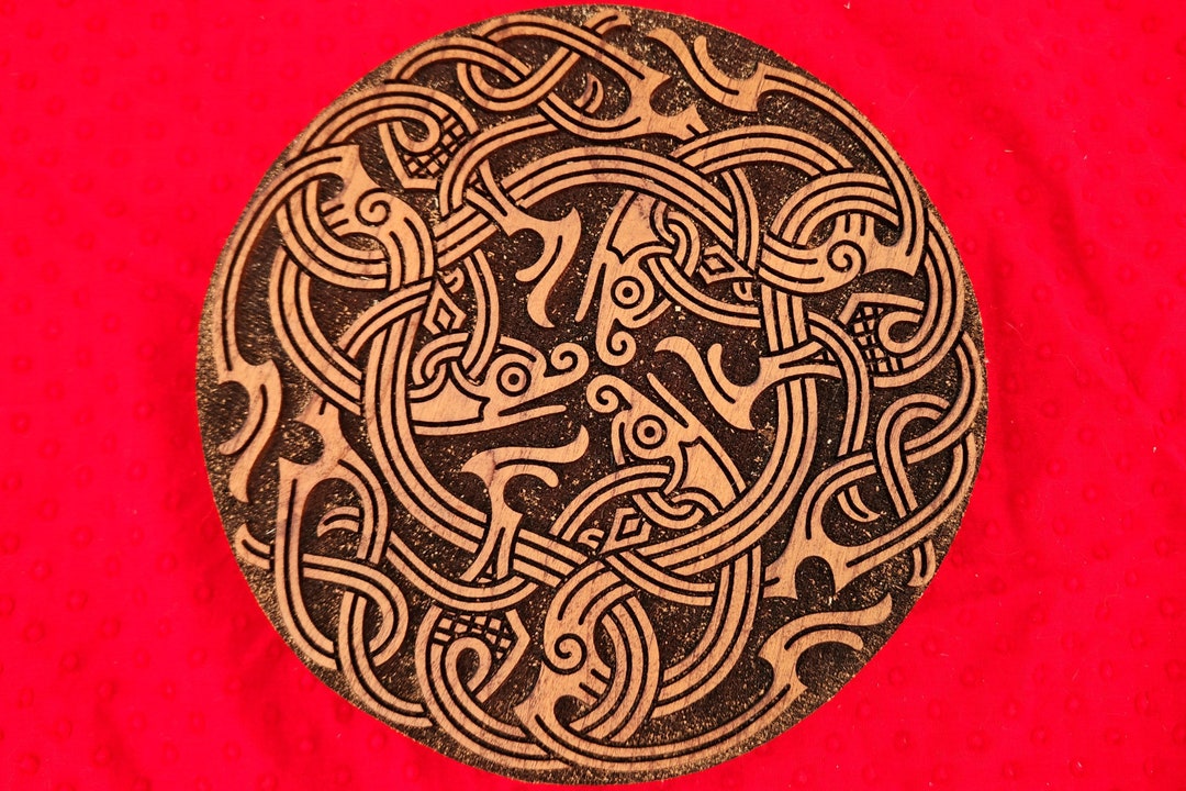 Norse Knotwork Serpent Round Woodcut for Wood Block Printing or Leather ...