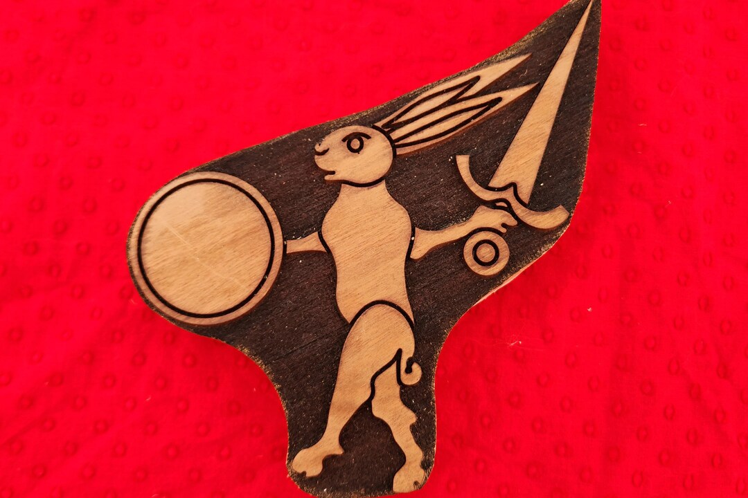 Sword and Shield Bunny Murder Rabbit French Drollery Woodcut for Wood ...