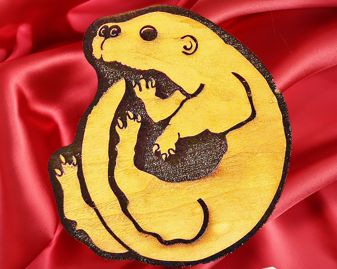 Otter Chasing Its Tail Heraldic Woodcut for Wood Block Printing or ...