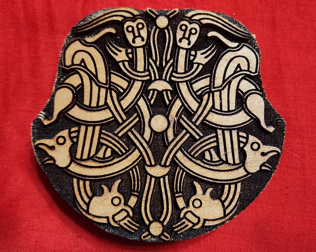 9th Century Norse Oseberg Style Six Headed Serpent Woodcut Stamp for ...