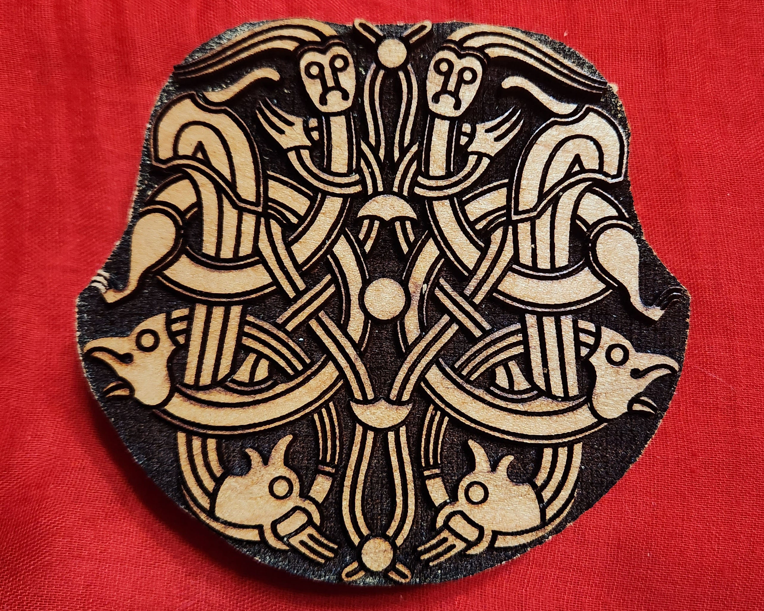 9th Century Norse Oseberg Style Six Headed Serpent Woodcut Stamp for ...