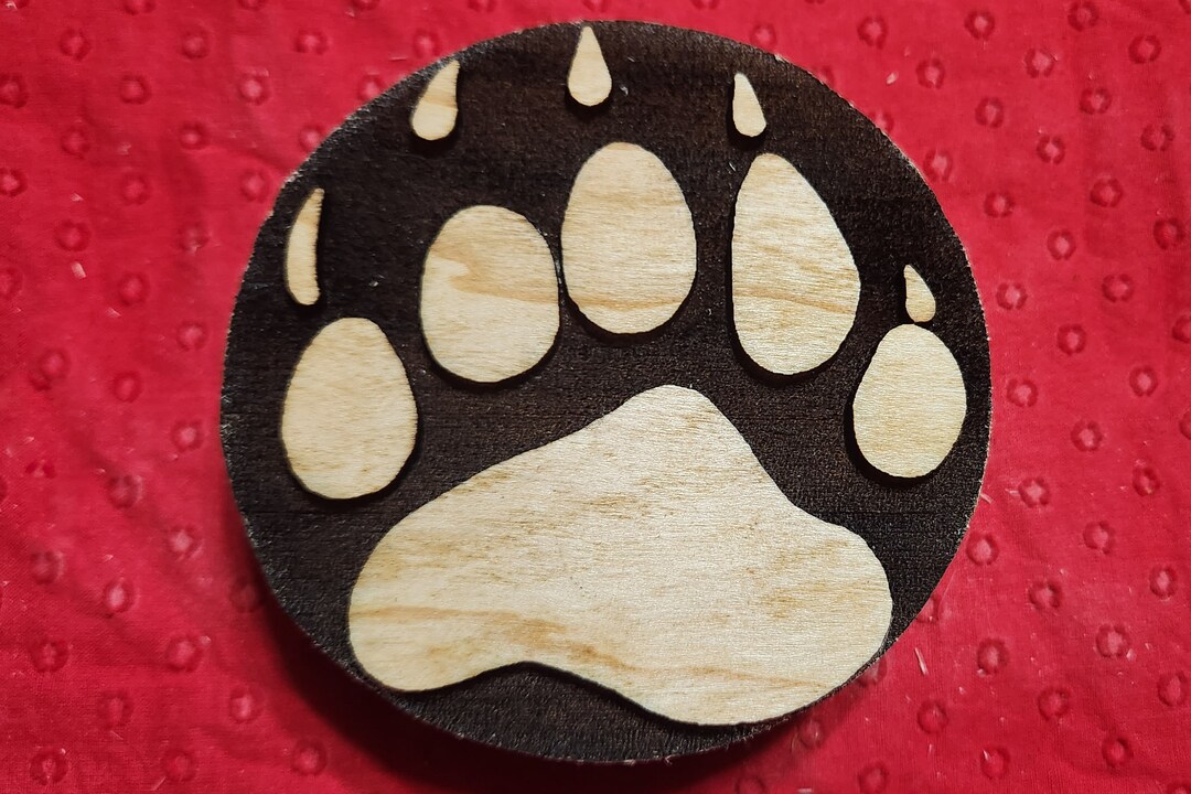 Paw Print Bear or Wolf Woodcut Stamp for Wood Block Printing or Leather ...