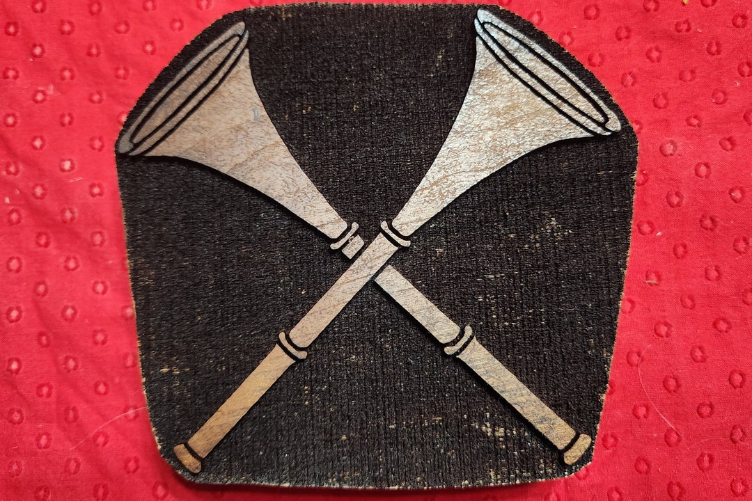 Herald Horns Crossed Trumpets Heraldic Charge Woodcut Stamp for Wood ...