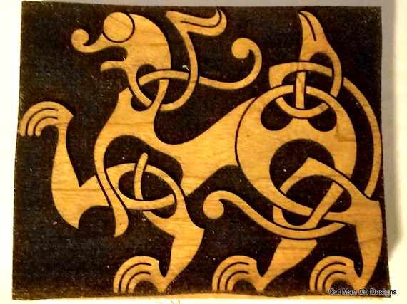 Pre-viking Germanic Knotwork Style Goofy Dog Woodcut for Wood | Etsy