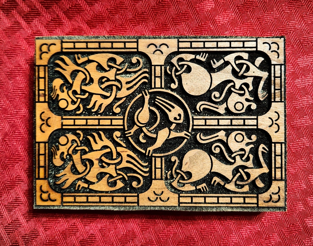 11th-12th Century Swedish Viking Urnes Style Five Beasts Woodcut Stamp ...