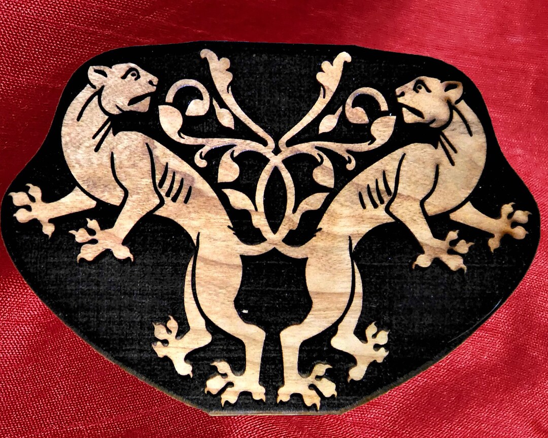Pair of Lions Rampant Regardant From Floor of St. Chapelle Chapel 13th ...