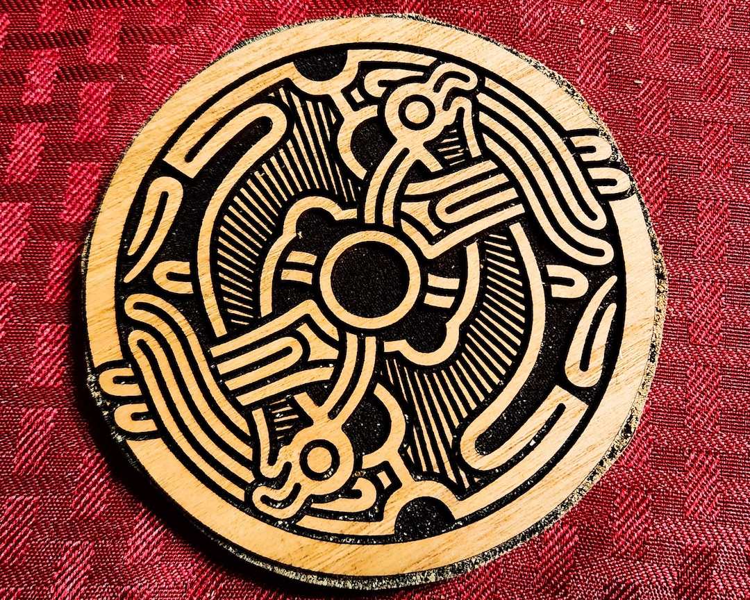 10th Century Jelling Pre-viking Style Germanic Bird Wheel Woodcut Stamp ...