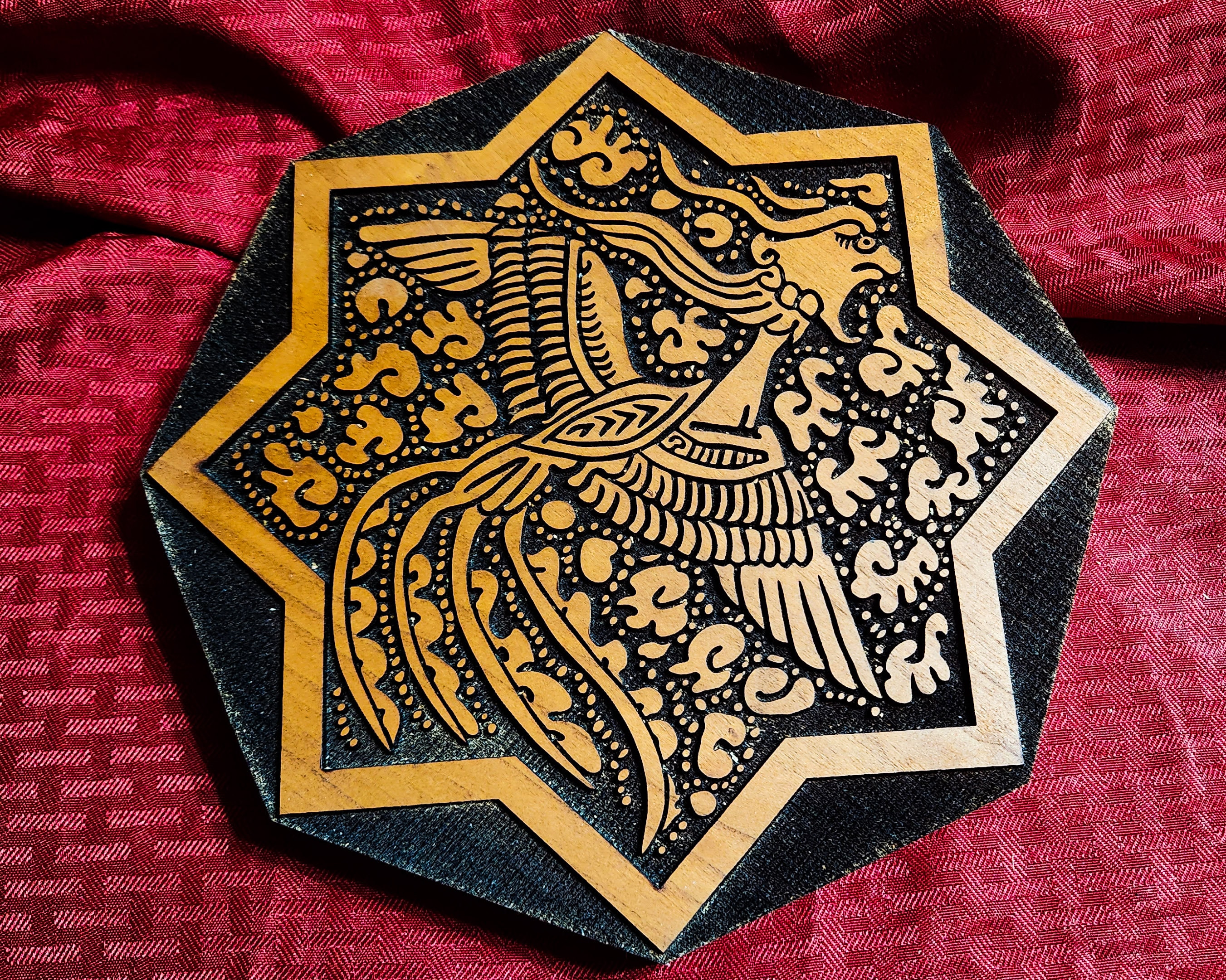 13th Century Il-khanid Phoenix Design (with Dots) Woodcut for Wood ...