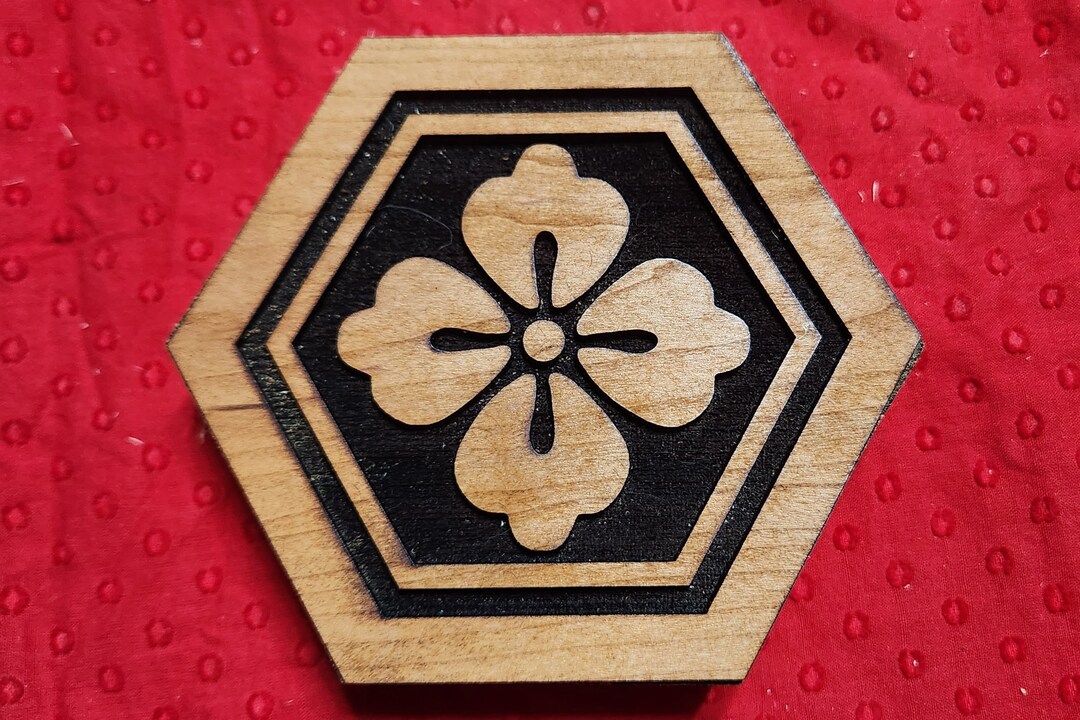 Japanese Mon Flower Hexagonal Woodcut for Wood Block Printing or ...
