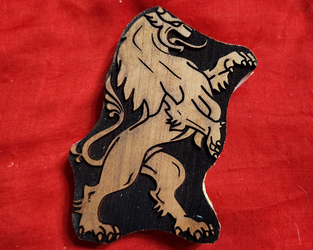 Heraldic Lion Rampant Woodcut Stamp for Wood Block Printing or Leather ...