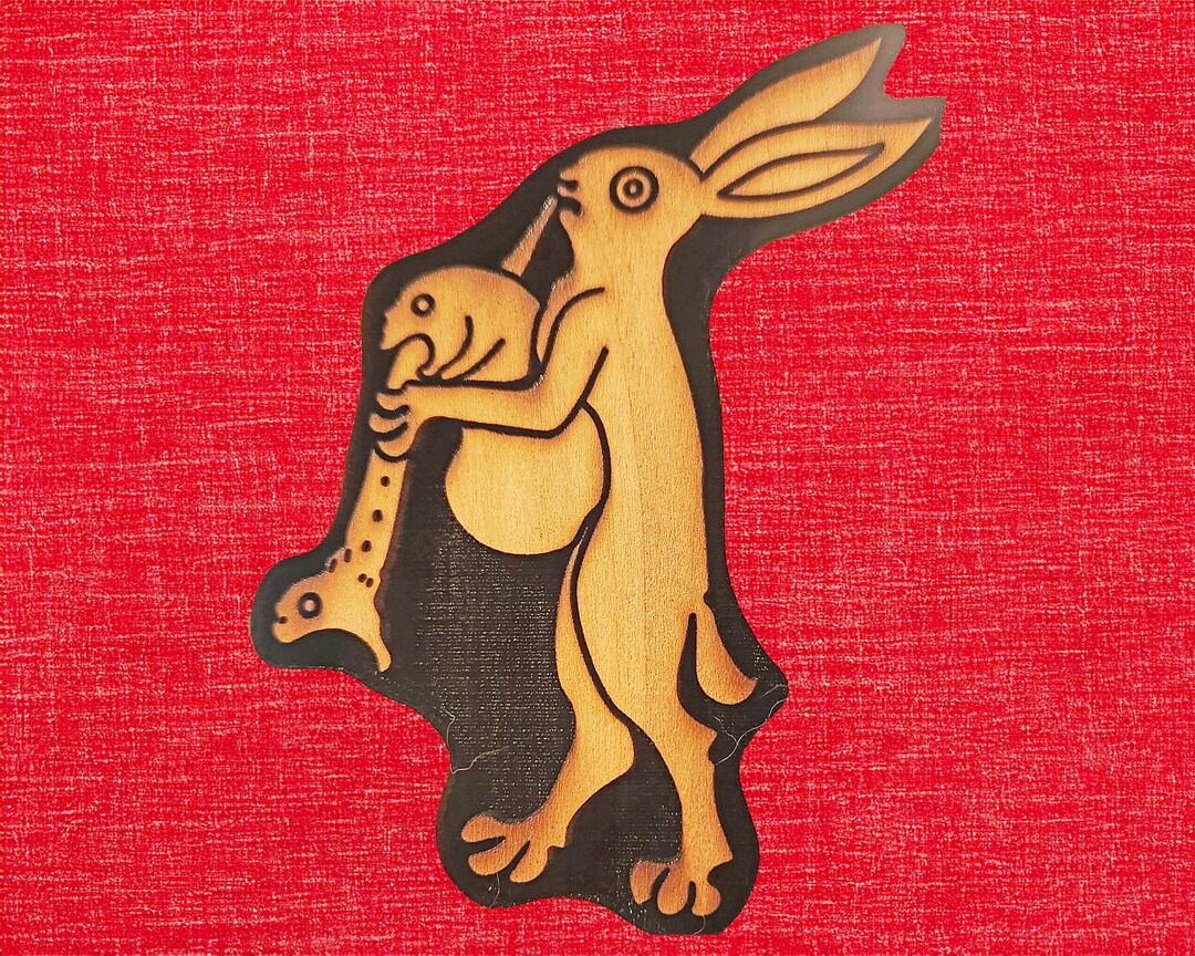 Murder Rabbit Bagpipe Bunny Woodcut Stamp for Wood Block Printing or ...