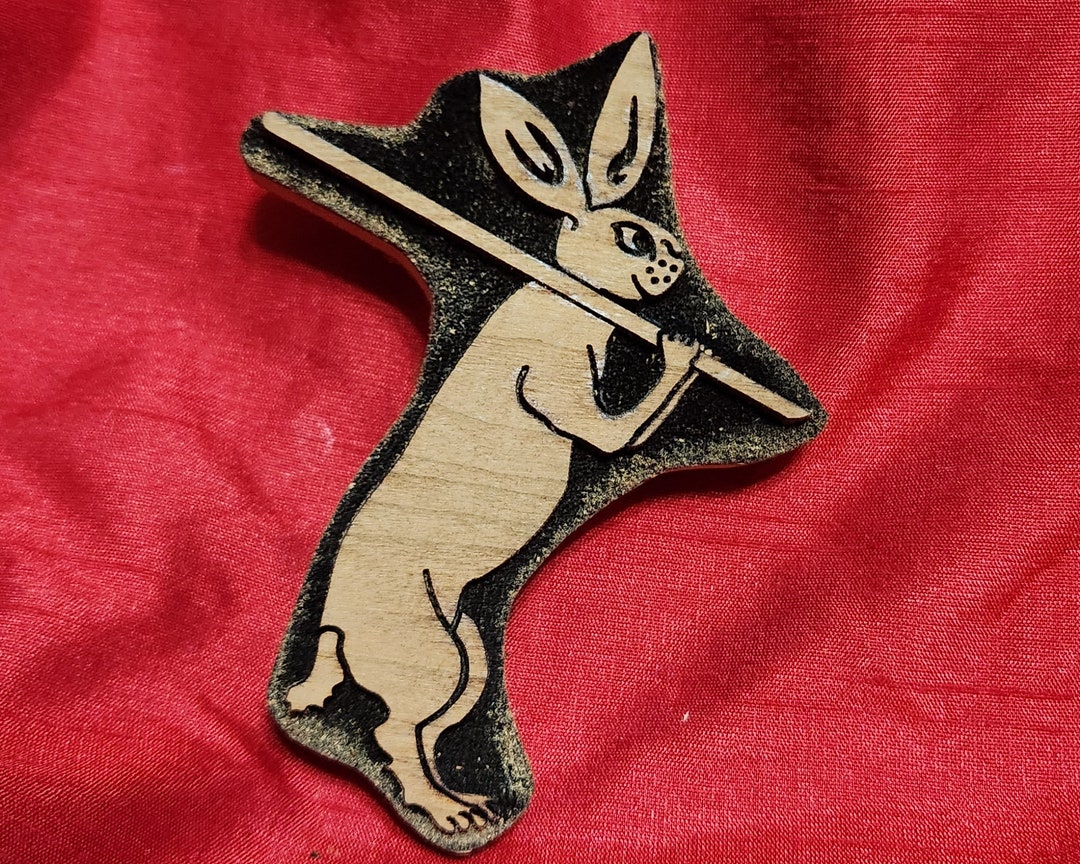 Thwacking Stick Bunny Murder Rabbit French Drollery Woodcut Stamp for ...
