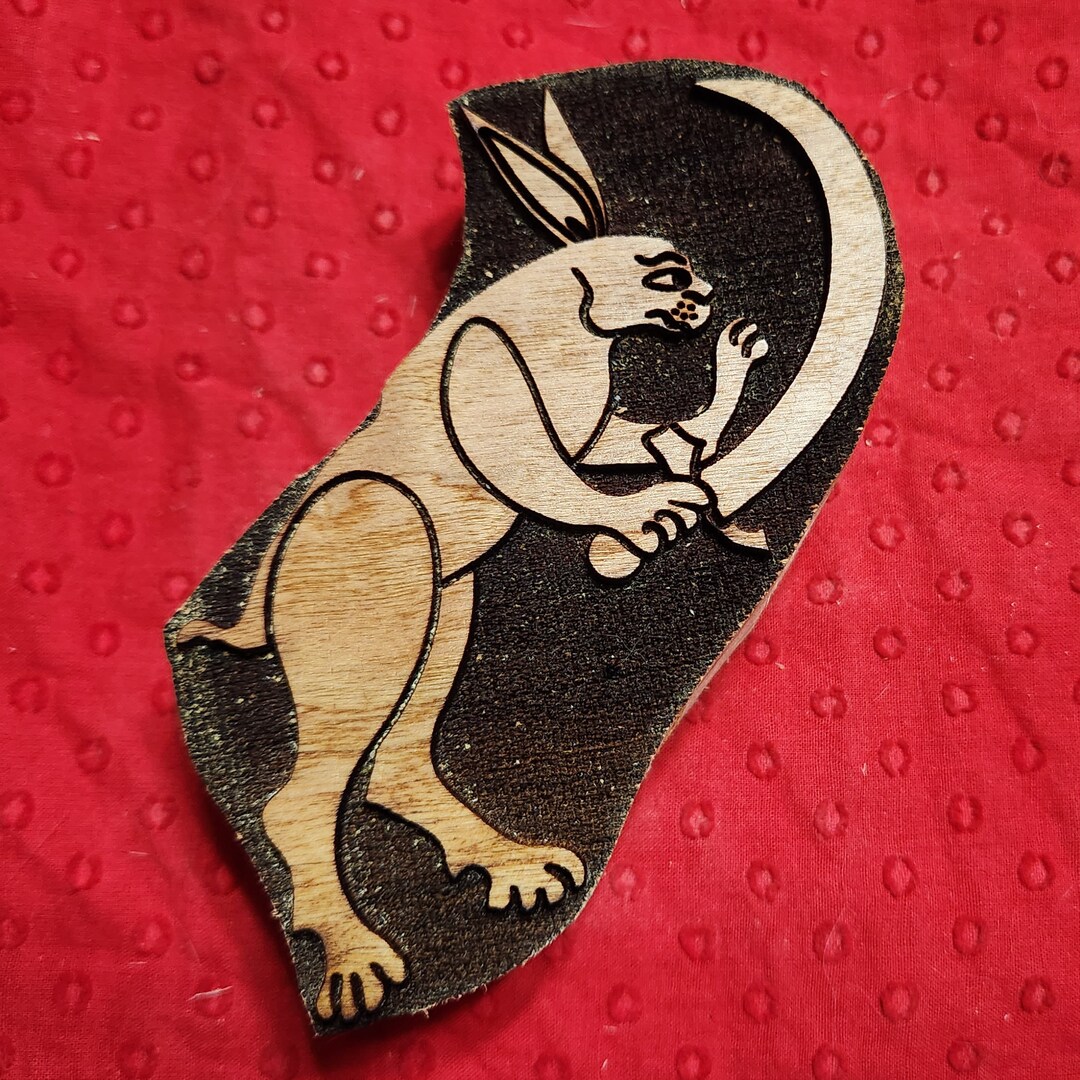 Scimitar Bunny Murder Rabbit French Drollery Woodcut Stamp for Block ...