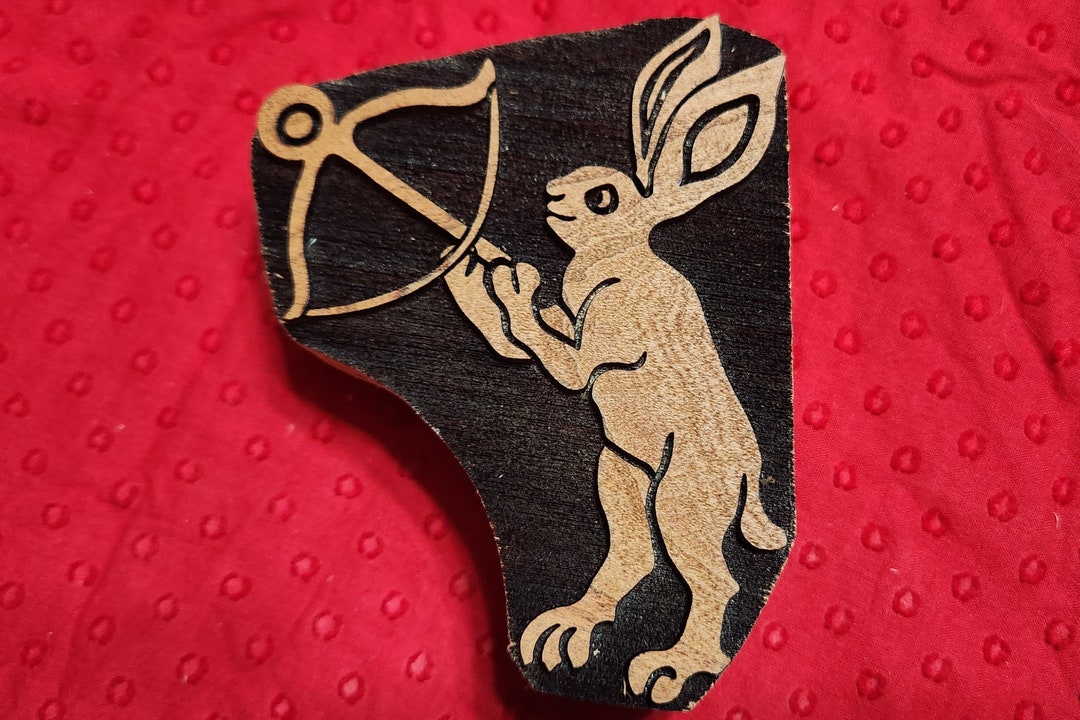 Crossbow Bunny Murder Rabbit French Drollery Woodcut Stamp for Block ...