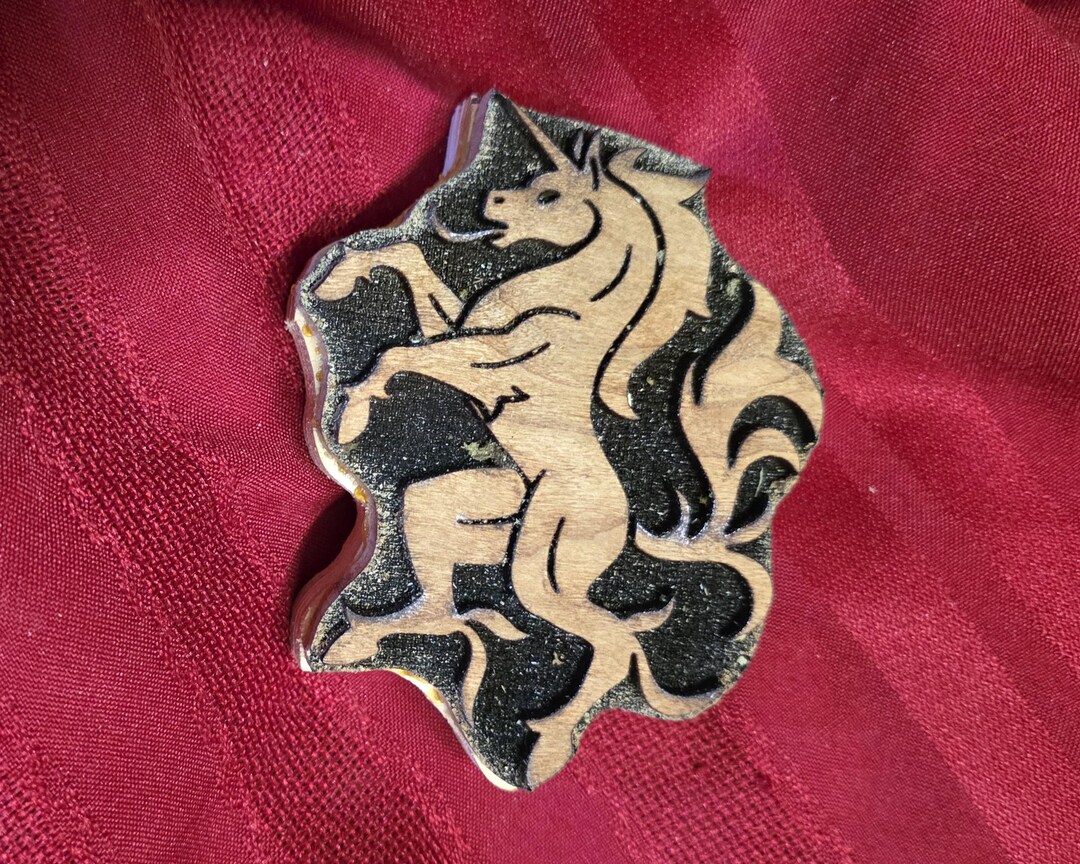 Heraldic Rampant Unicorn Woodcut Stamp for Wood Block Printing or ...