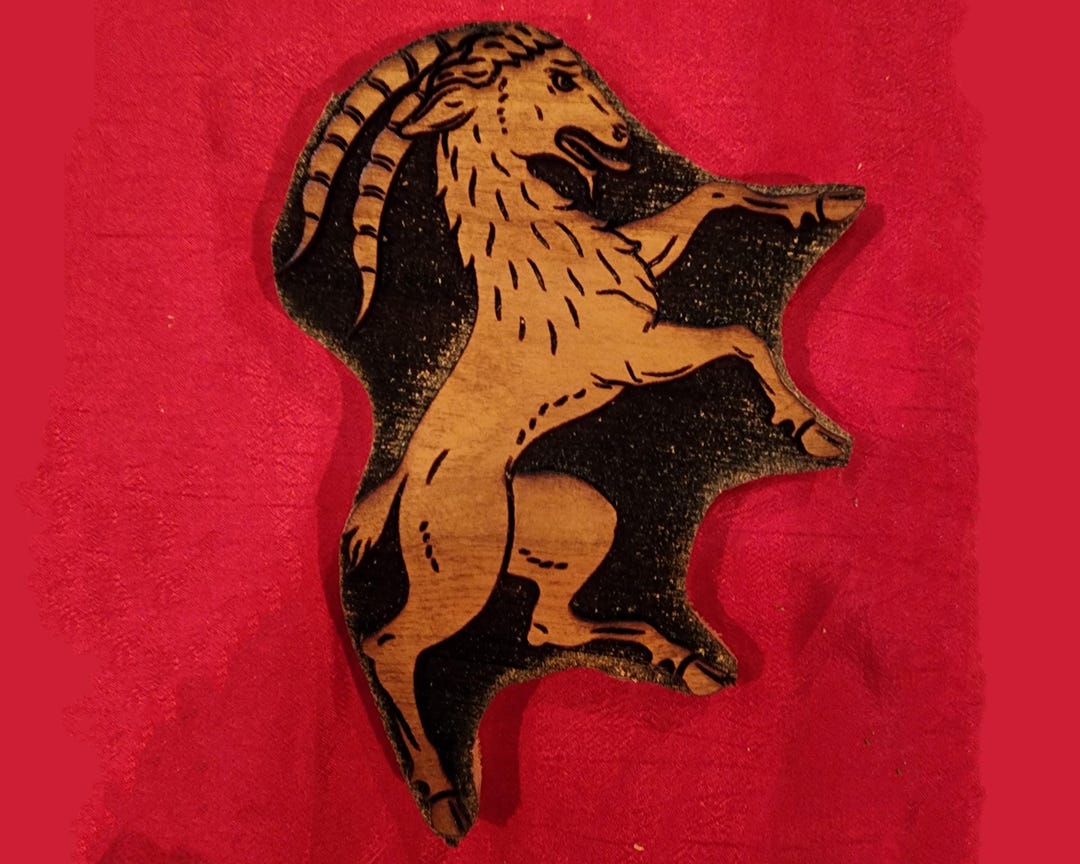 Heraldic Rampant Goat Woodcut Stamp for Wood Block Printing or Leather ...