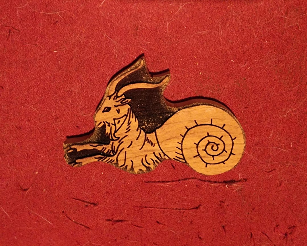 Heraldic Goat Snail Woodcut Stamp for Wood Block Printing or Leather ...