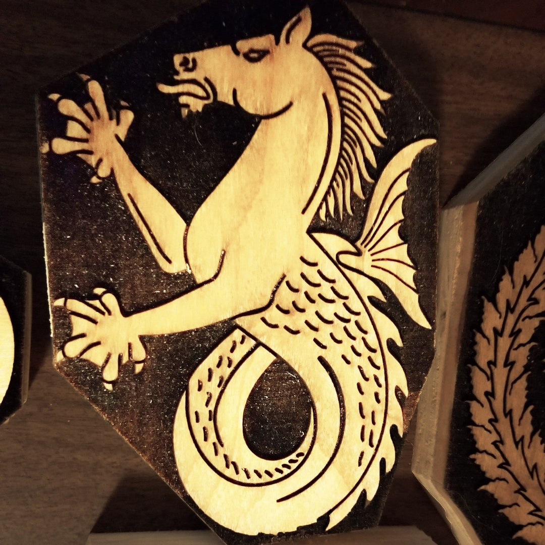 Seahorse Heraldic Beast Woodcut Stamp for Wood Block Printing - Etsy