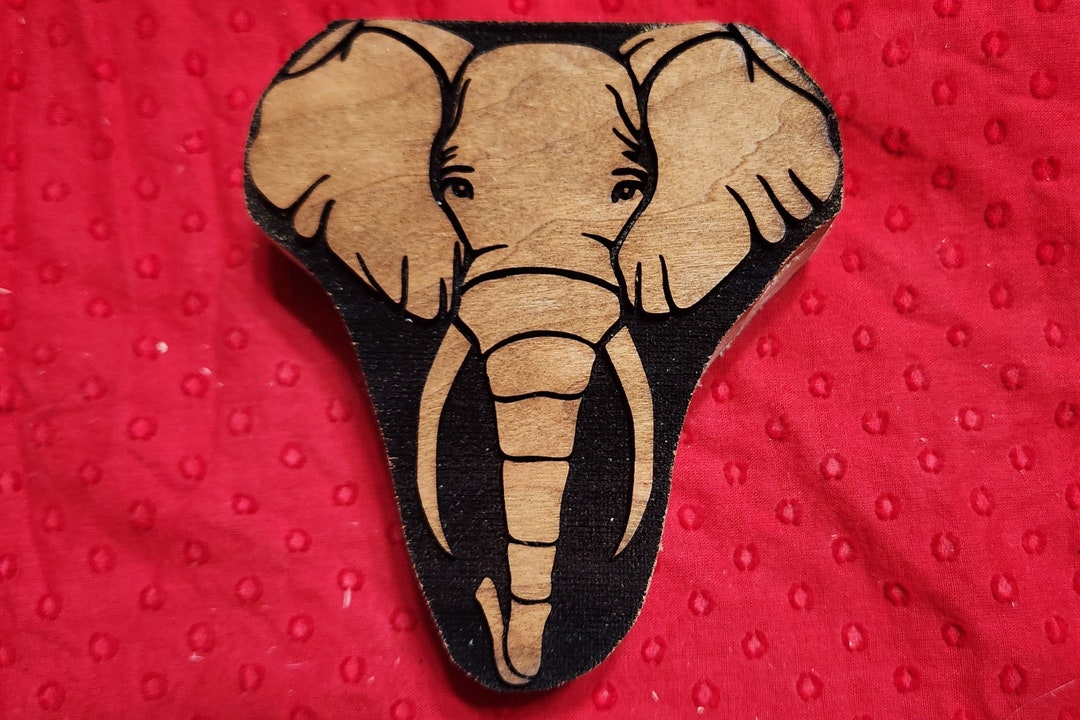 Elephant Head Heraldic Charge Woodcut Stamp for Wood Block Printing or ...