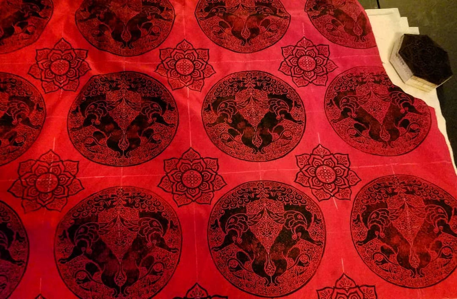 Heraldic Lotus Affrontey Woodcut for Wood Block Printing or Leather ...