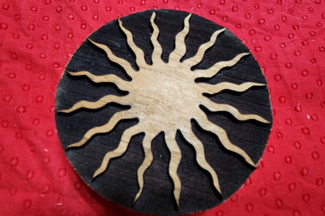 Rayonny Star of 16 Points Sun Heraldic Woodcut for Wood Block Printing ...