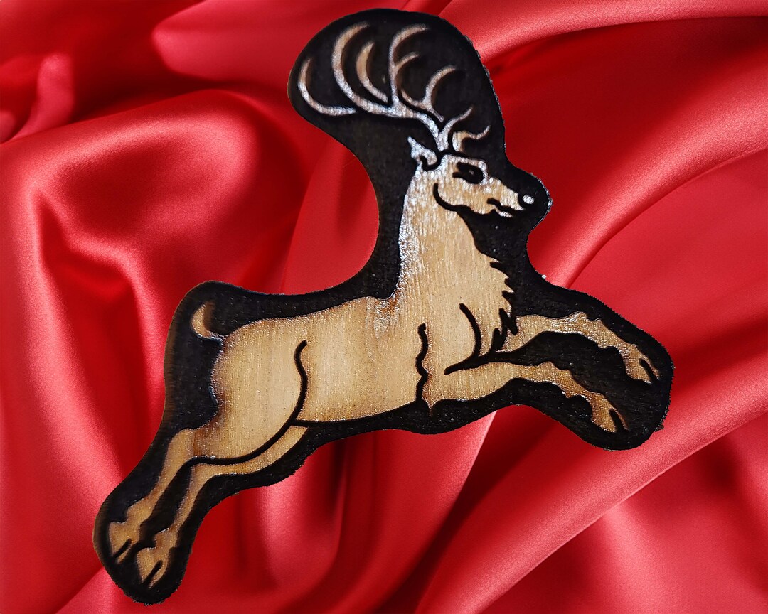 Leaping Deer With Antlers Outlands Heraldic Woodcut Stamp for Wood ...