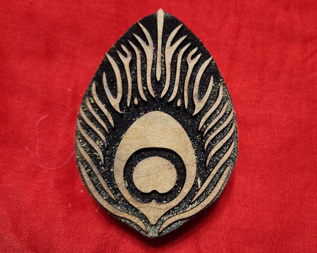 Peacock Feather Heraldic Charge Woodcut Stamp for Wood Block Printing ...