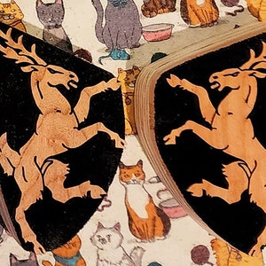 Rampant Stag, Deer or Hind Woodcut or Wood Block Printing or Leather ...