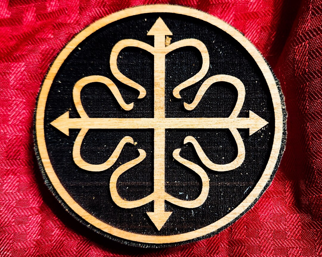 Calontir Cross of Catralva Populace Badge in Circle Woodcut Stamp for ...