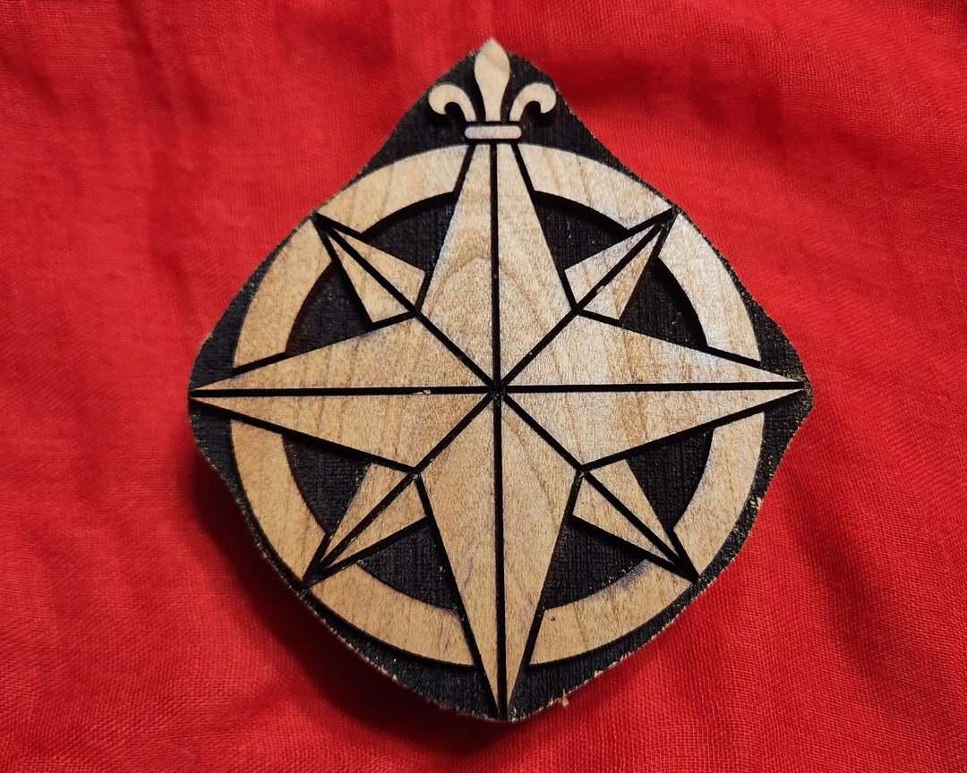 Compass Rose Woodcut Stamp for Wood Block Printing or Leather Embossing ...