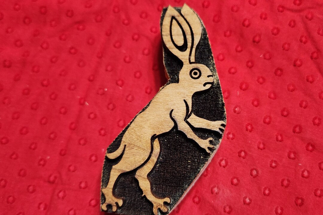 Derp Bunny Murder Rabbit up to No Good Woodcut Stamp for Block Printing ...