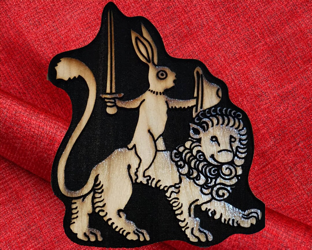 Lion Rider Bunny Murder Rabbit French Drollery Woodcut for Block ...