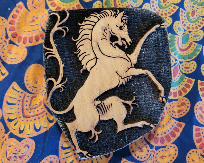 Horse Rampant Heraldic Charge Woodcut for Wood Block Printing - Etsy