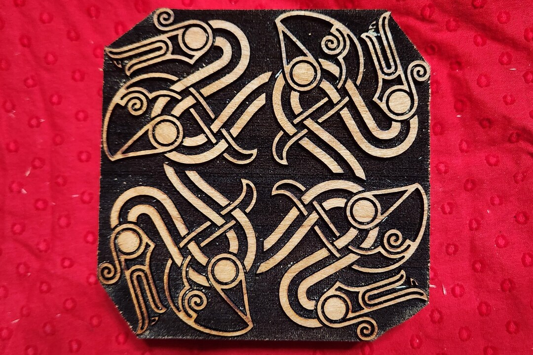 Pre-viking Germanic Four Headed Dragon Knot Woodcut Stamp for Wood ...
