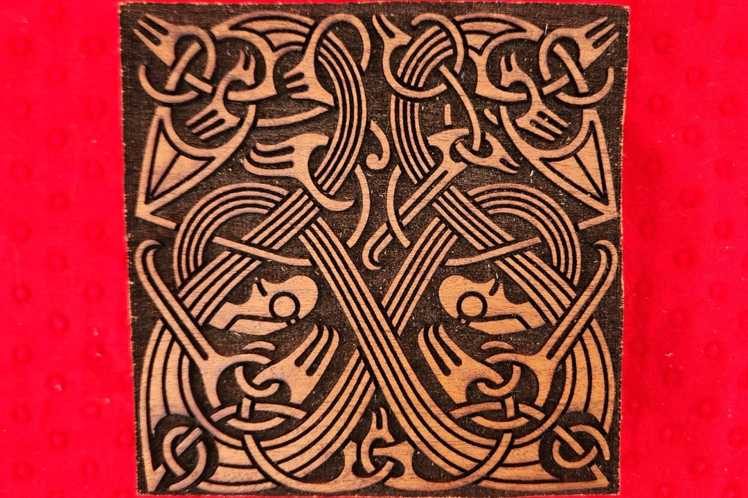 Pre-viking Germanic Two Men Knotted Woodcut for Block Printing or ...