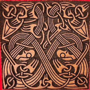 Pre-viking Germanic Two Men Knotted Woodcut for Block Printing or ...
