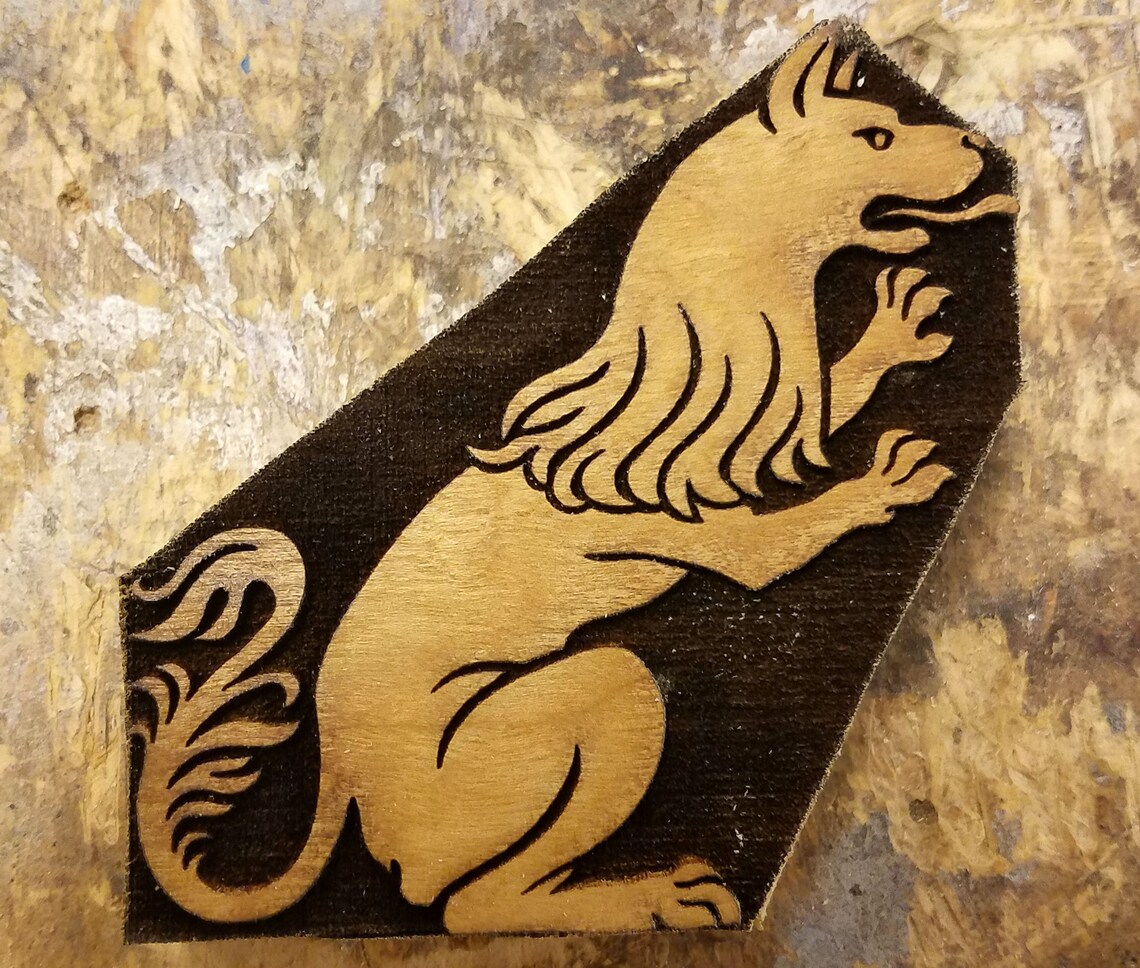 Heraldic Rampant Dog Woodcut Stamp for Wood Block Printing or Leather ...