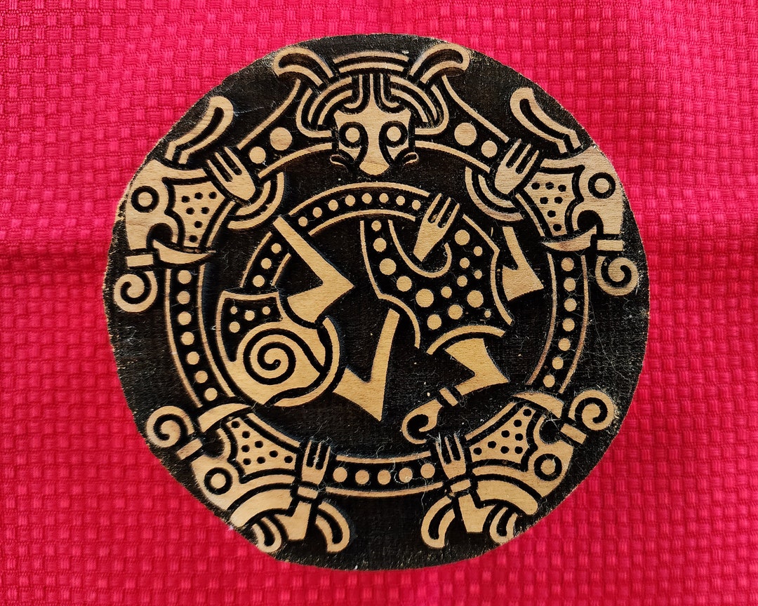 9th Century Borre Style Griping Germanic Amulet Woodcut Stamp for Wood ...