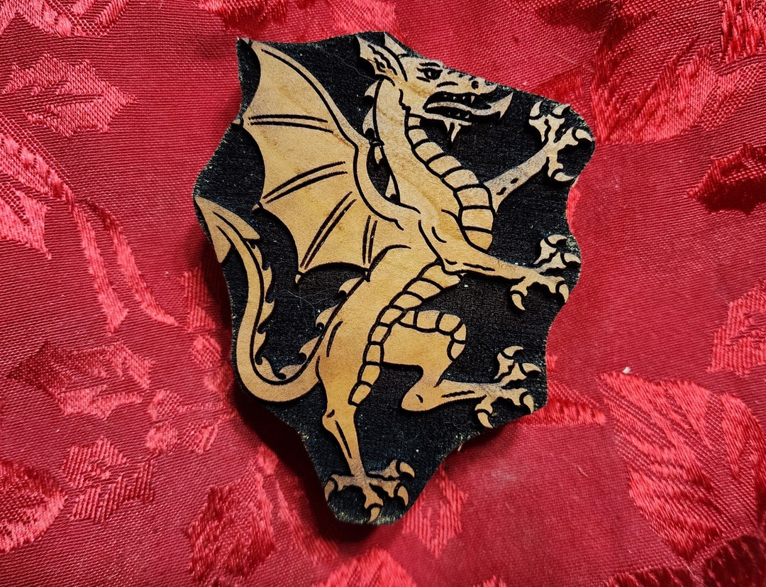 Heraldic Rampant Dragon Design Woodcut Stamp for Wood Block Printing or ...